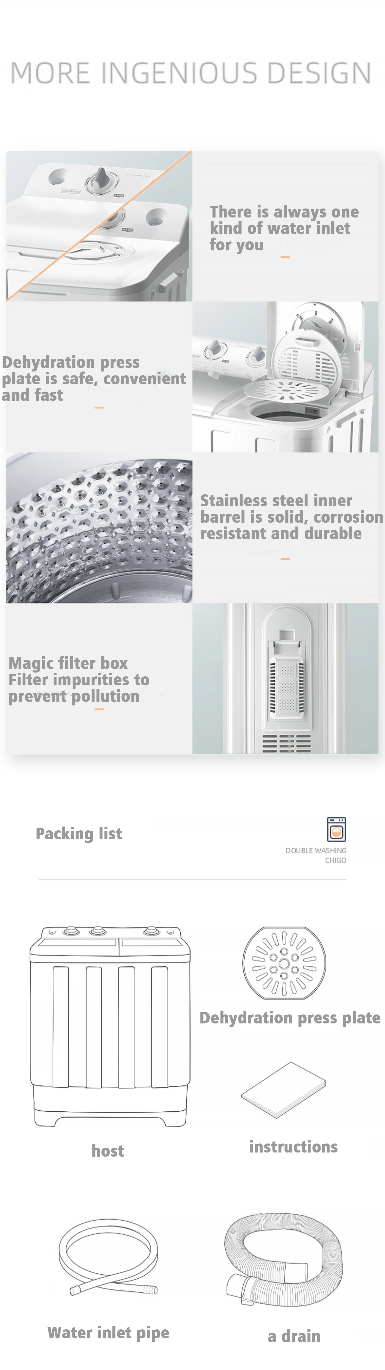 7 KG SEMI AUTO WASHING MACHINE with CE CB Certifications