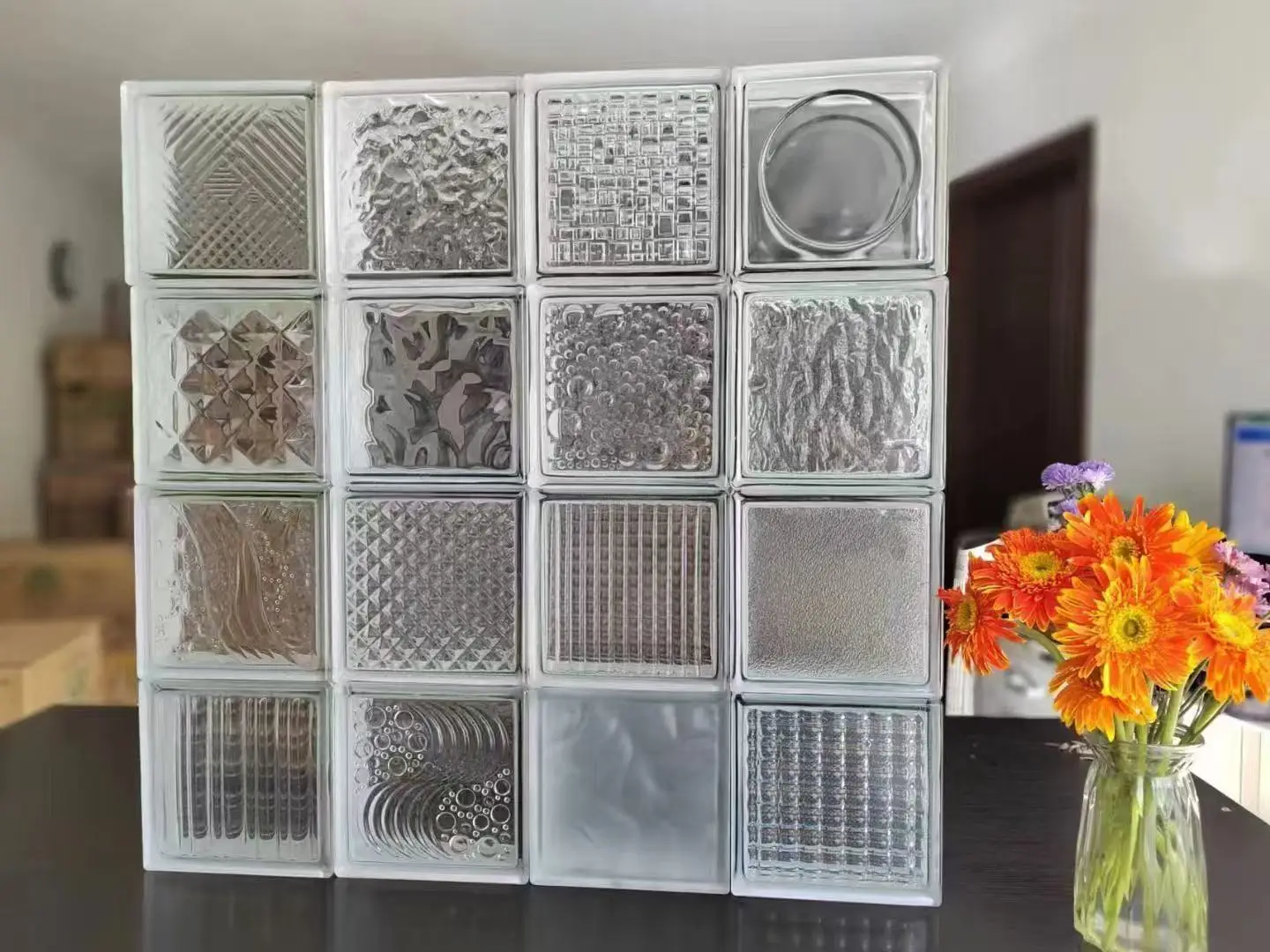 Wholesale Price Texture Pattern Decoration Crystal Glass Brick ...