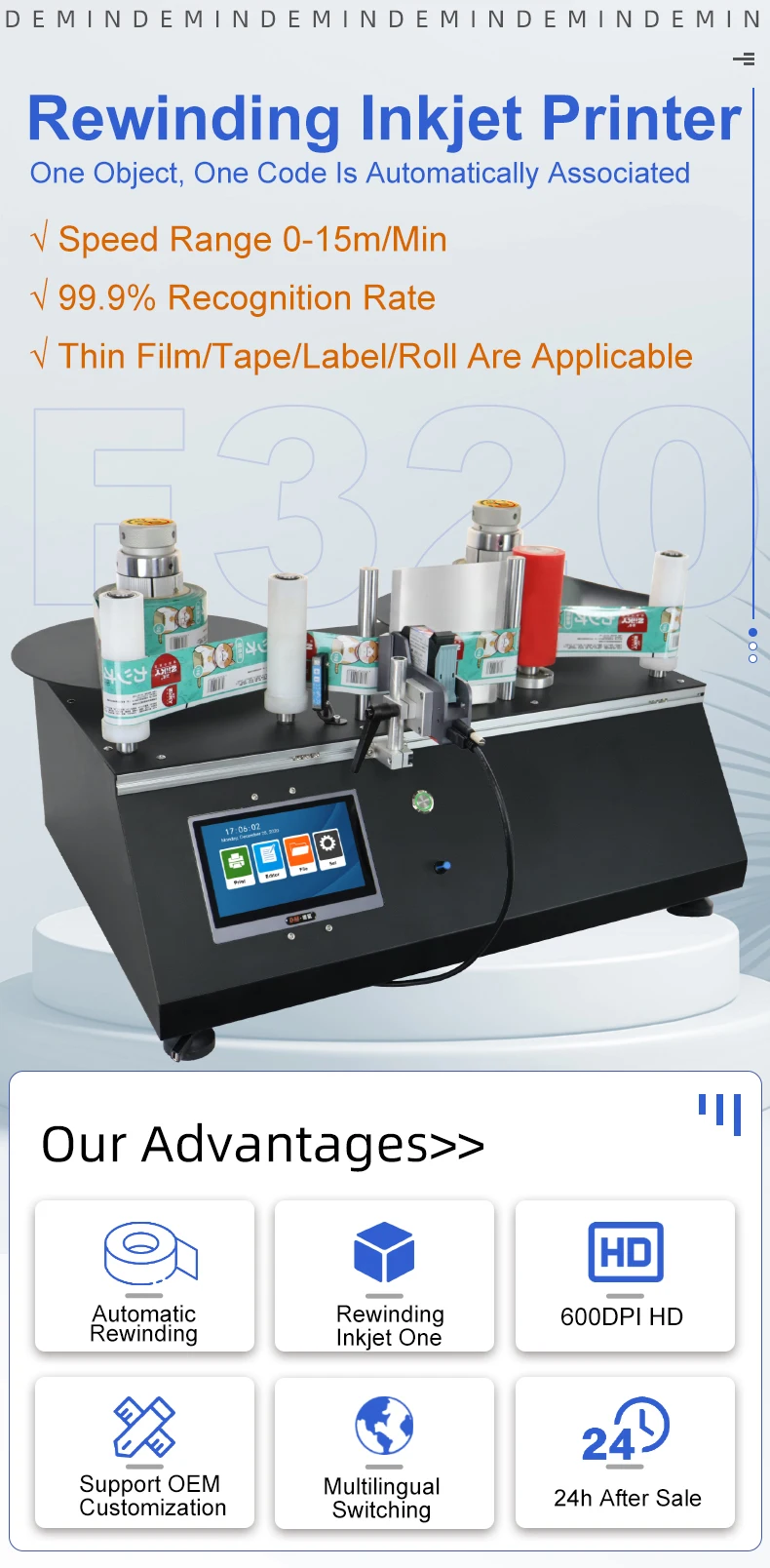 High-speed Inkjet Printer with Automatic Label Rewinding