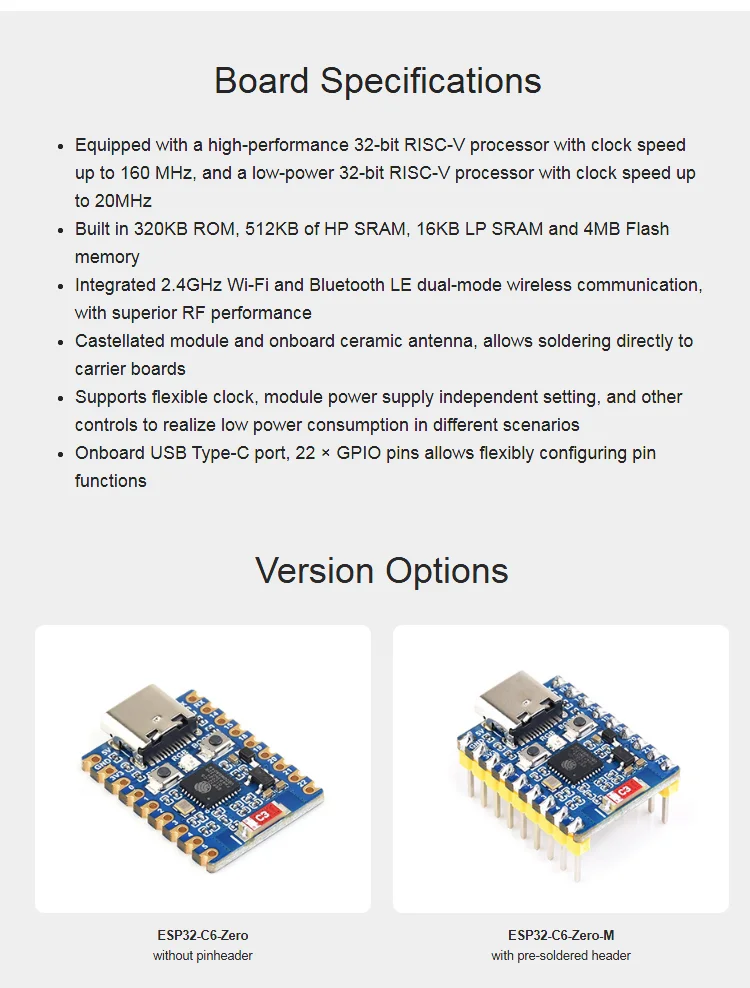 Esp32-c6 Mini Development Board Based On Esp32-c6fh4 Dual Processors ...