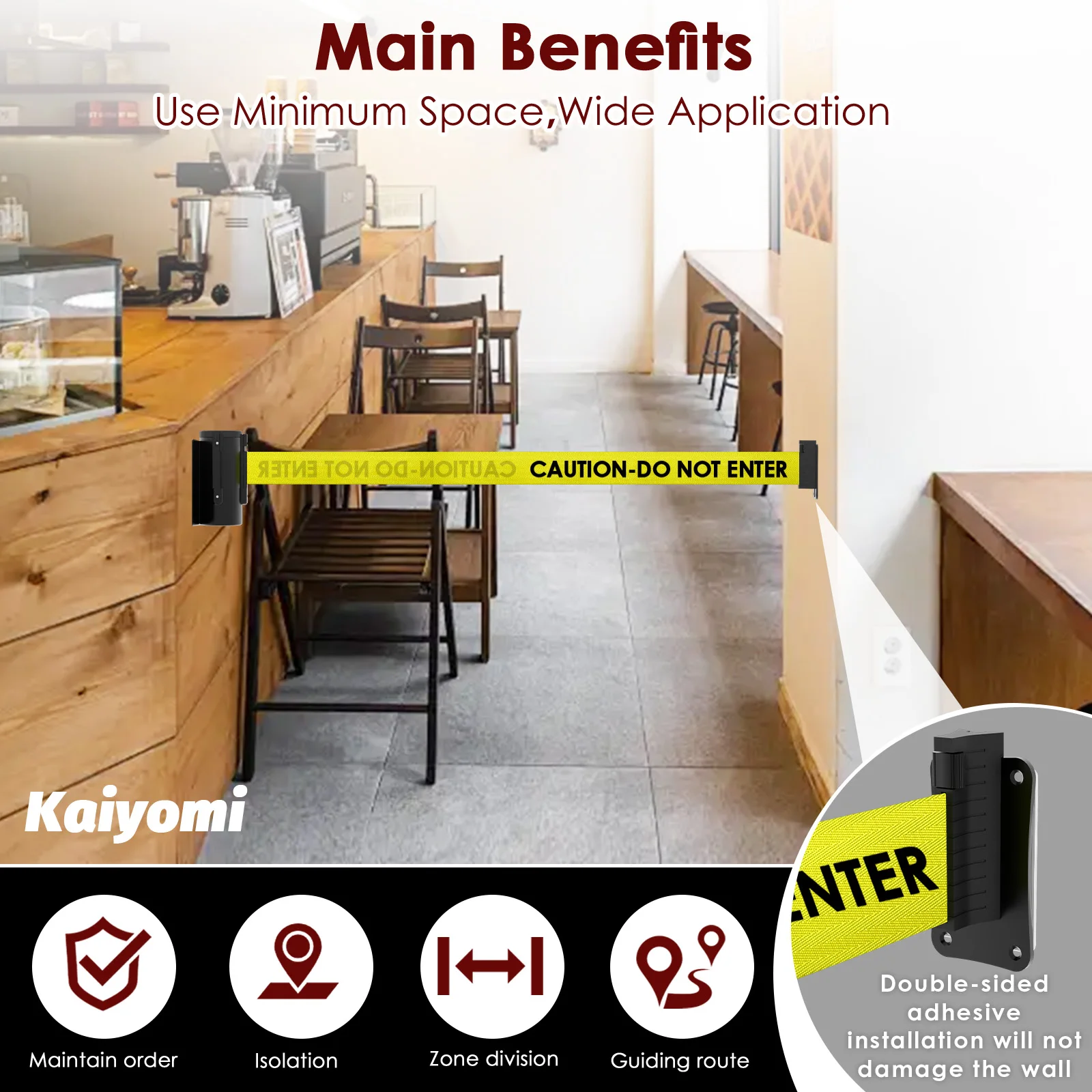 Wall-Mounted Retractable Belt Queue Line Barrier Poles Indoor Metal ...