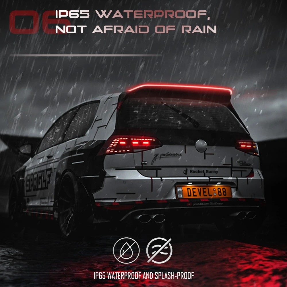 Universal Soft LED Warning Light Car Rear Lip Bumper Spoiler with ...
