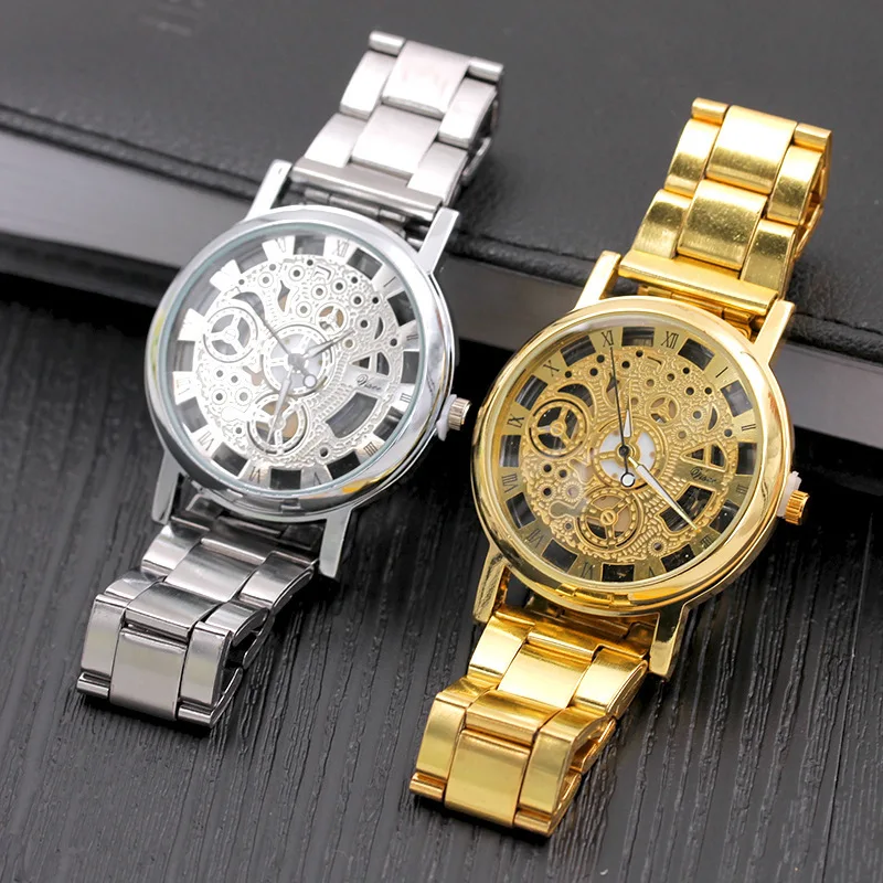 Perspective Hollow Non Mechanical Men's Watch Steel Band Performance ...