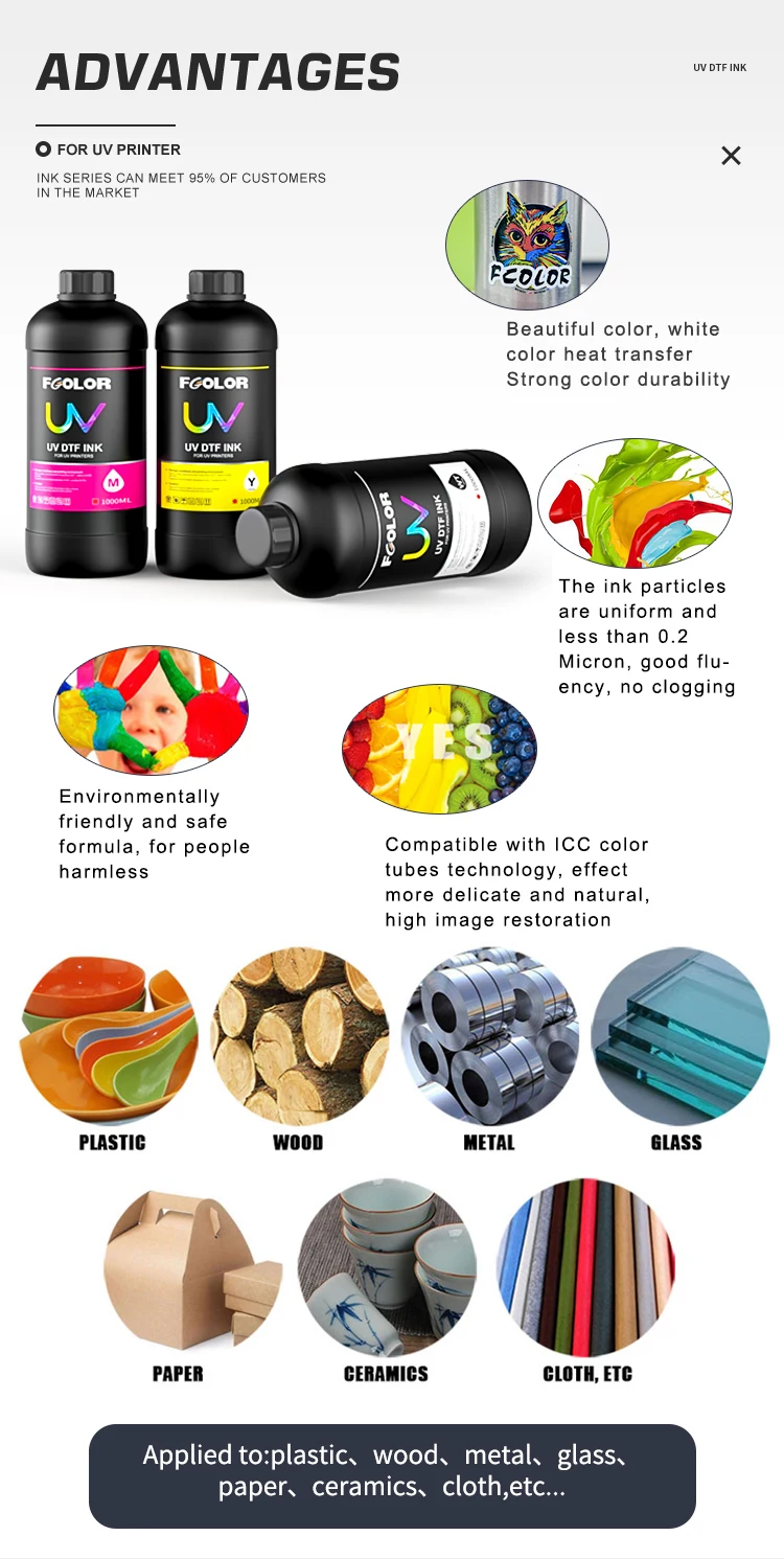 Fcolor UV DTF Transfer Film - Eco Friendly Printing Inks