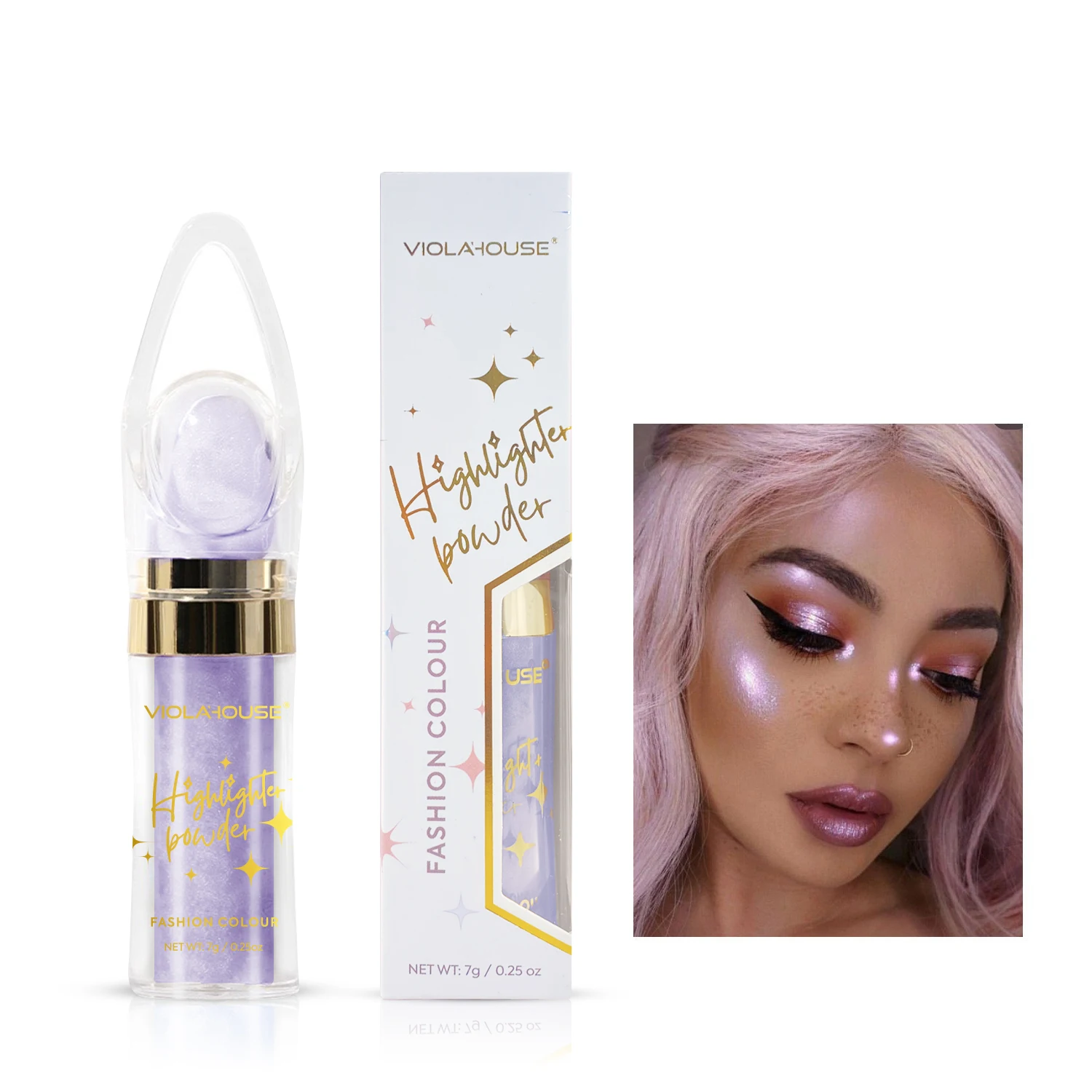 VIOLAHOUSE Highlighter Powder - Long-Lasting Shimmer Makeup