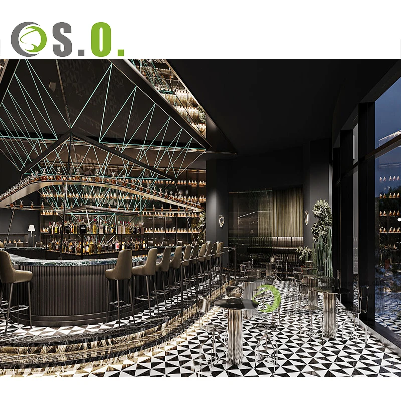 Modern Bar Counter Design Best Lighted L Shape White Marble Commercial ...