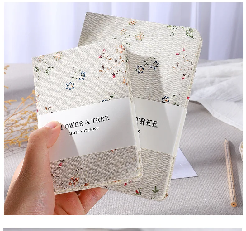 Hardback 100gsm Dot Grid Journal Cloth Linen Hardcover Notebook Fabric ...