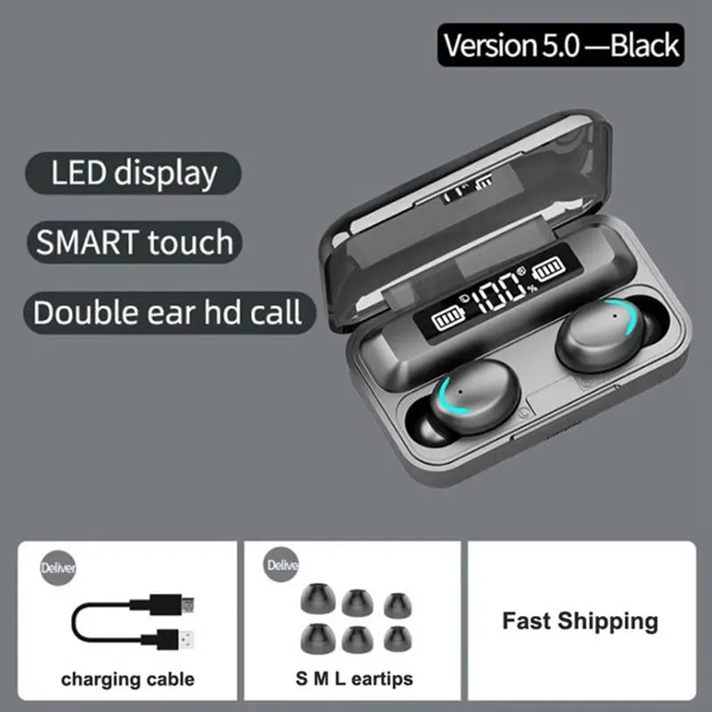 Original F9 TWS Earbuds, Waterproof Bluetooth 5.0, 9D HiFi Stereo, LED ...