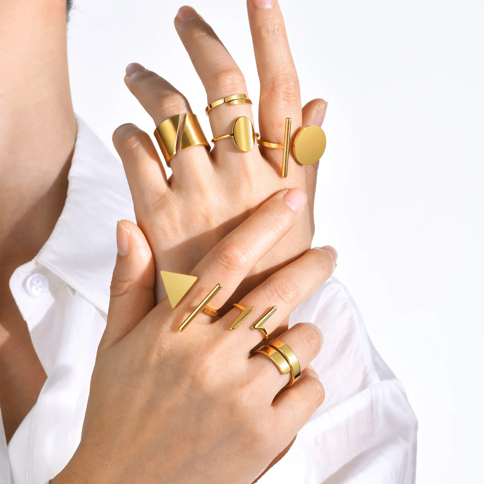 Real 18k Gold Plated Irregular Rings Statement Stainless Steel Rings Non Tarnish Jewelry Vintage ...