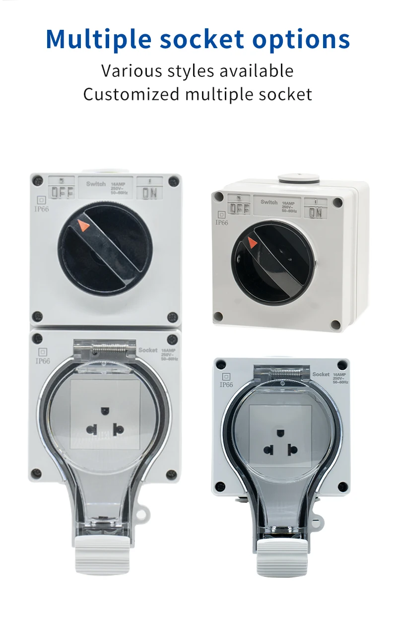 XUANQI IP66 Waterproof Switch Socket 250V Wall Socket with 16A Rated ...