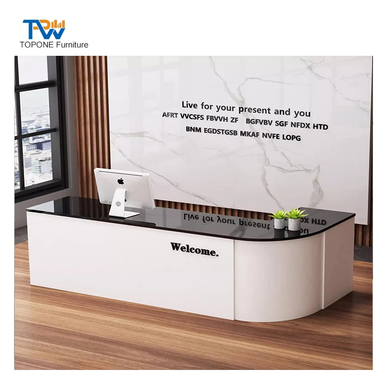 Luxury White Front Desk Counter Reception Desk Modern Solid Surface ...