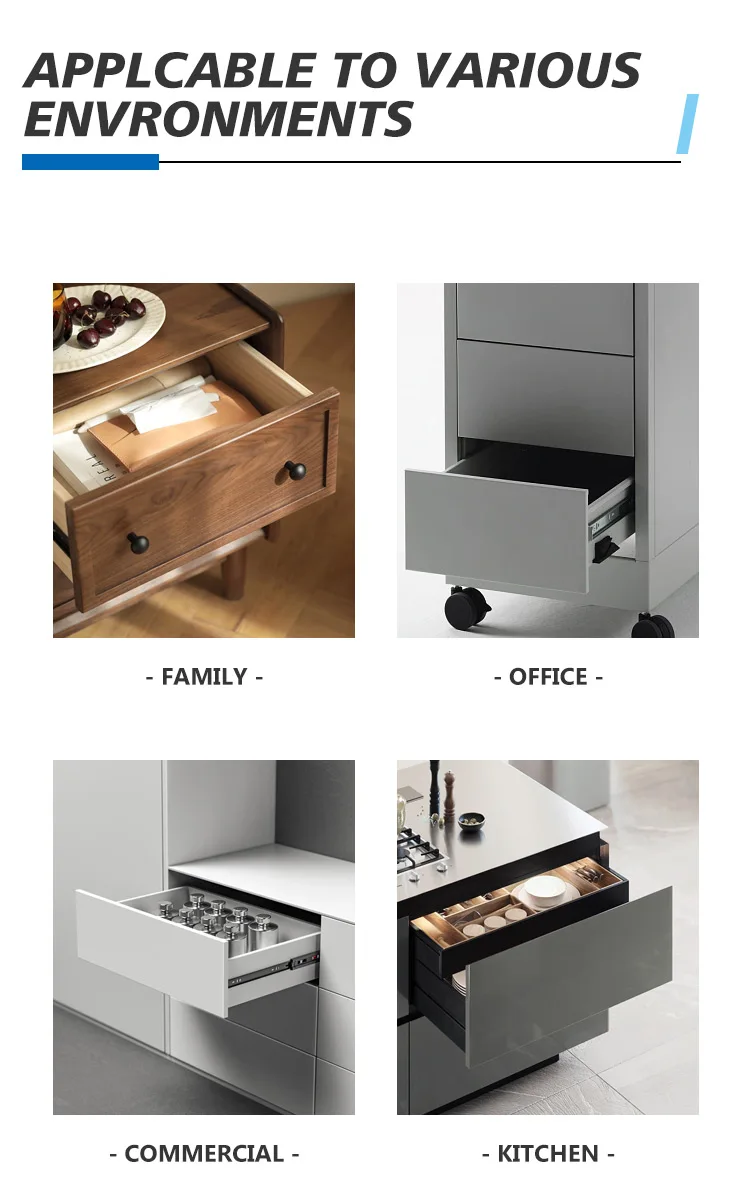 Cold Rolled Steel Telescopic Slide 3 Fold Furniture Ball Bearing Drawer ...