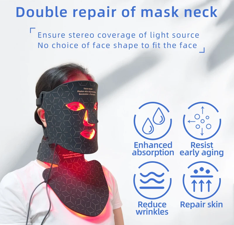 660nm LED Mask Face Light Therapy - 4 Color Photon Infrared