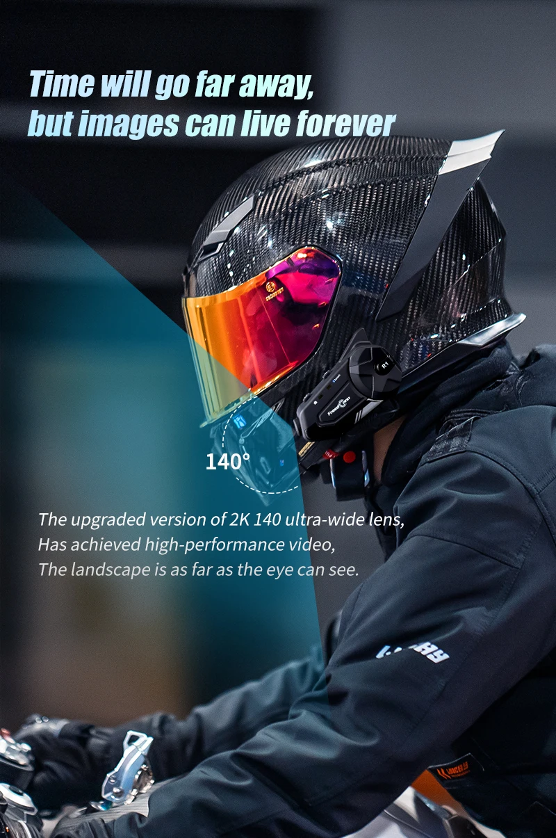 FreedConn R1-PRO Waterproof Helmet Intercom with 2K Video Recorder ...