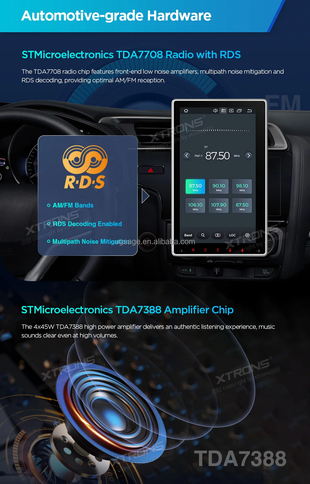 XTRONS 10.1" 8Core 8+128 Android 12 QLED Rotatable Screen 2 Din Car Stereo 4G LTE Android Auto ...