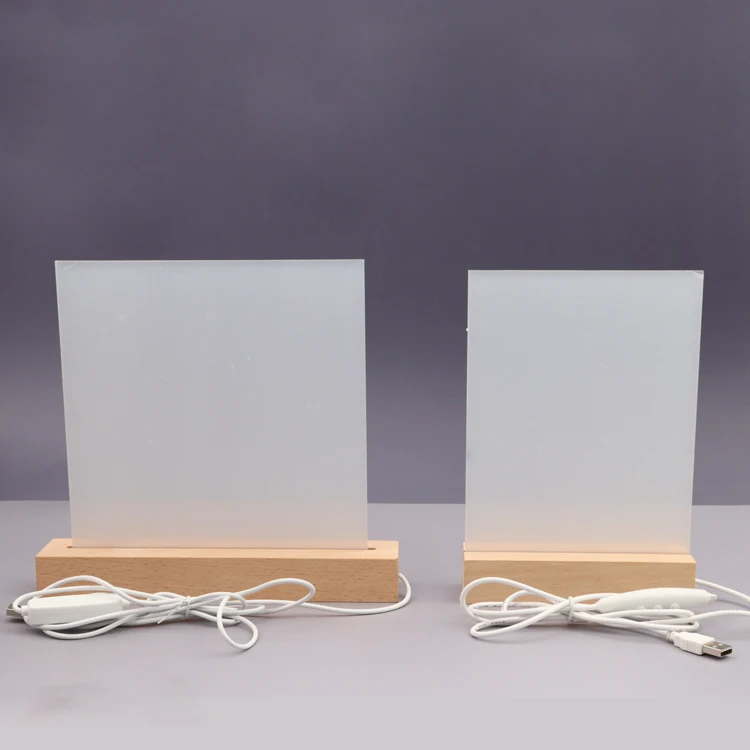 5.9 Inch Wooden Rectangle 3D Night Light - Acrylic Base