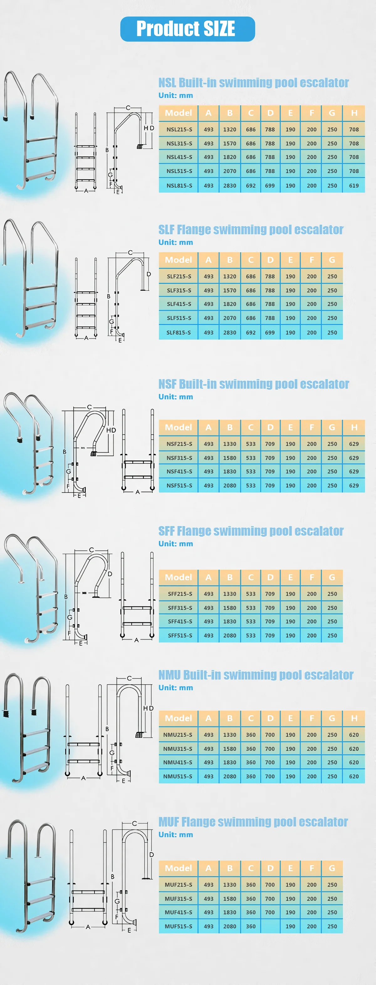 Swimming Pool Stair Ladder For Floating Platform Natatorium Swimming ...