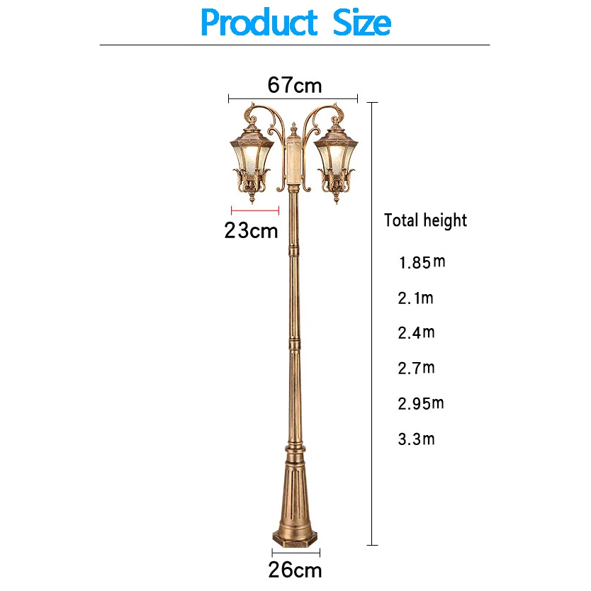Street Lamp Post Led Garden Pole Light Decorative Antique Cast Iron ...