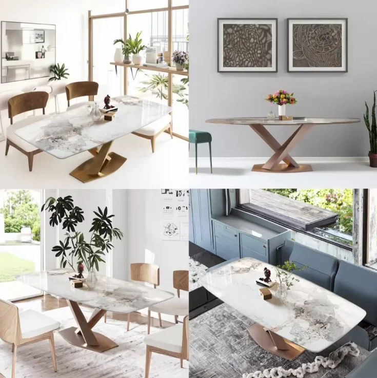 Cheap Sinered Stone Full Dining Table Set 6 Seater China Furniture 4 6 ...