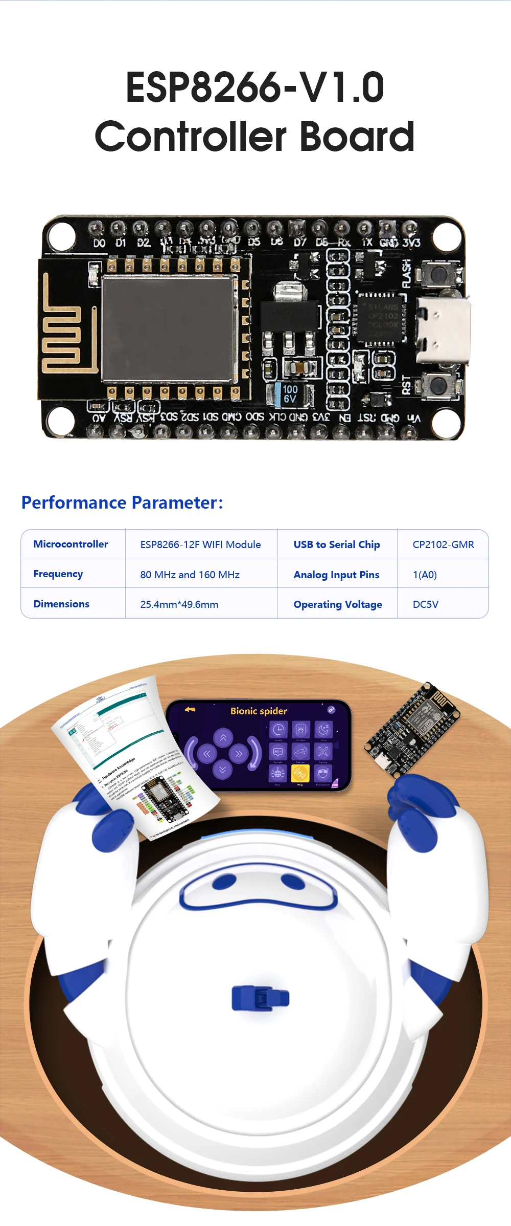ACEBOTT ESP32 Robot for Arduino - Bionic Quadruped Kit, C/C++ IDE, ODM