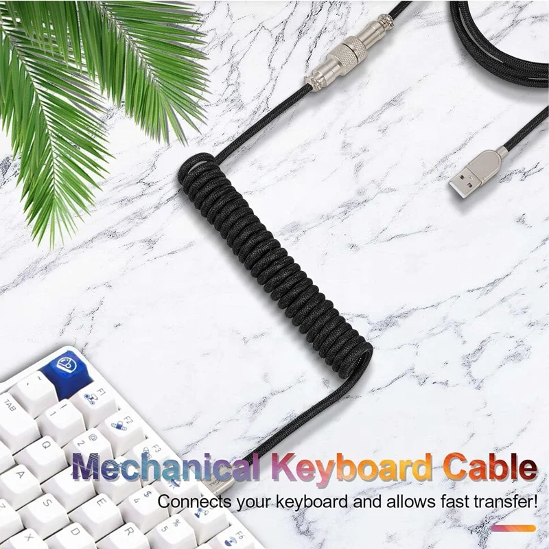 Elefine Mechanical Keyboard Coiled Cable - Durable & Fast