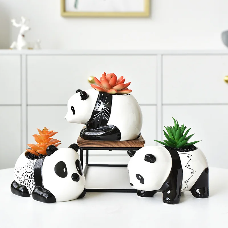 Small Cute Panda Animal Mini Cartoon Planter Succulent Plant Pots ...