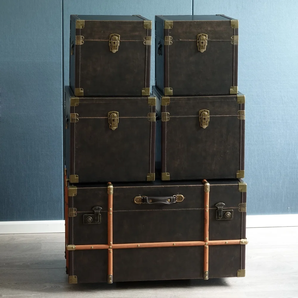 Multifunctional Large Wooden Storage Trunk Boxes Coffee Table Set for ...