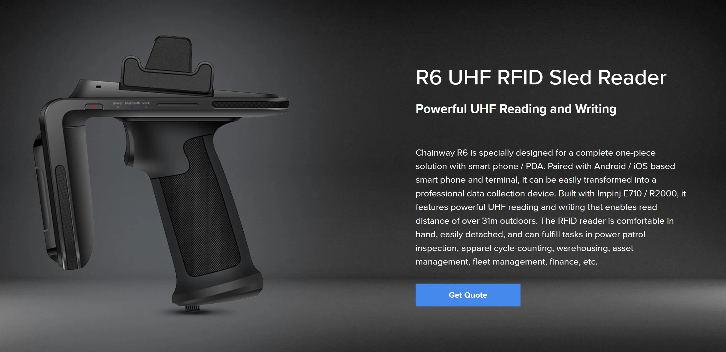 Chainway R6 UHF RFID Sled Reader with Impinj E710 Chip Handheld PDA ...