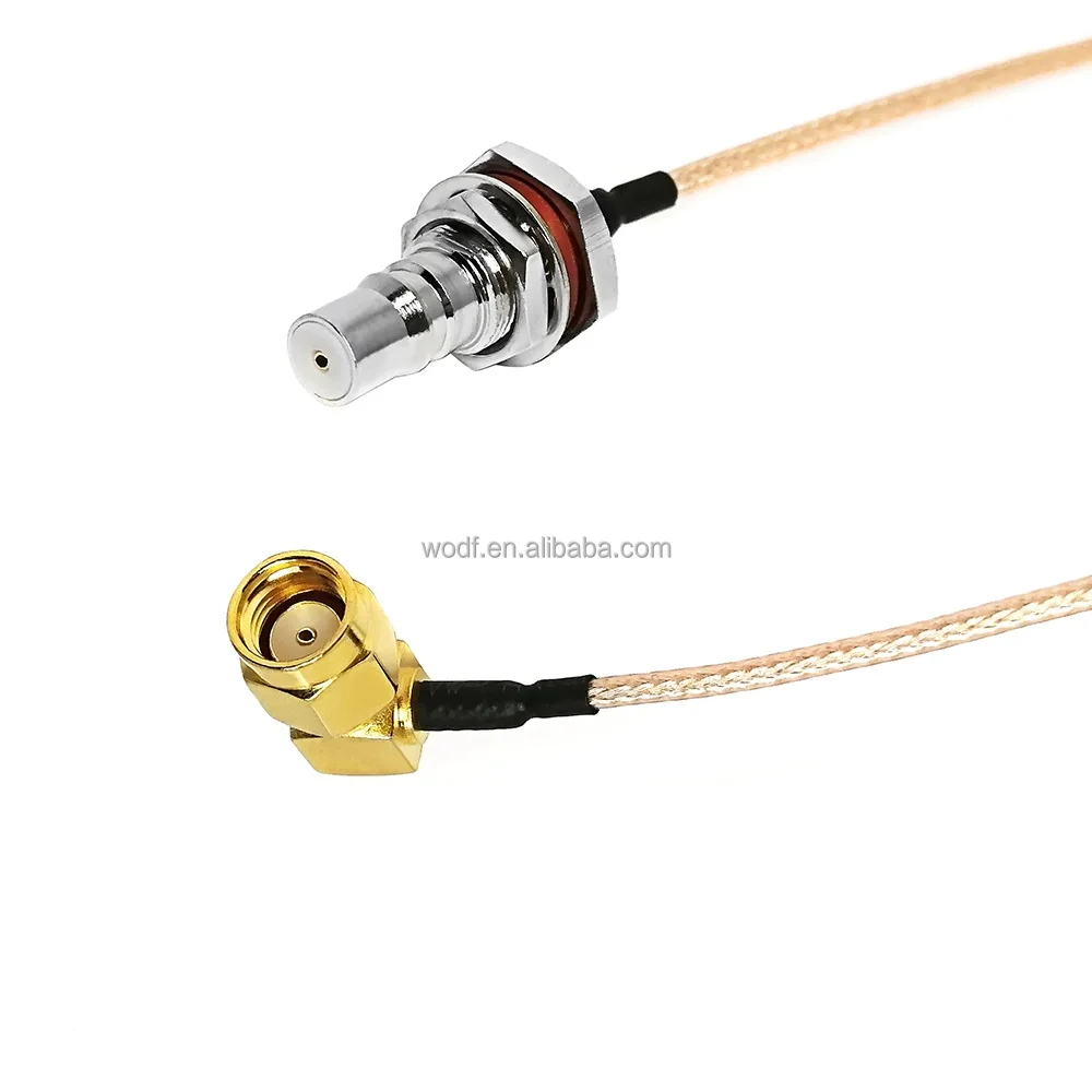 Qma Female Jack Bulkhead To Rp Reverse Polarity Sma Male Right Angle Rg316 Pigtail Extension ...