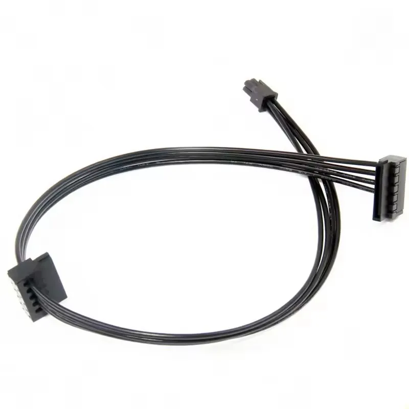 Motherboard ATX Mini 4 Pin to 2X Right-Angle 15 Pin SATA Hard Drive HDD ...