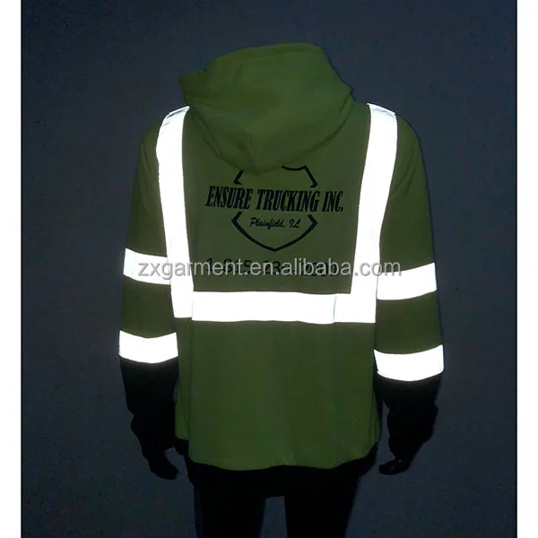 Custom Hi Vis Reflective Safety Hoodie Front Zipper Fleece Hoodie ...
