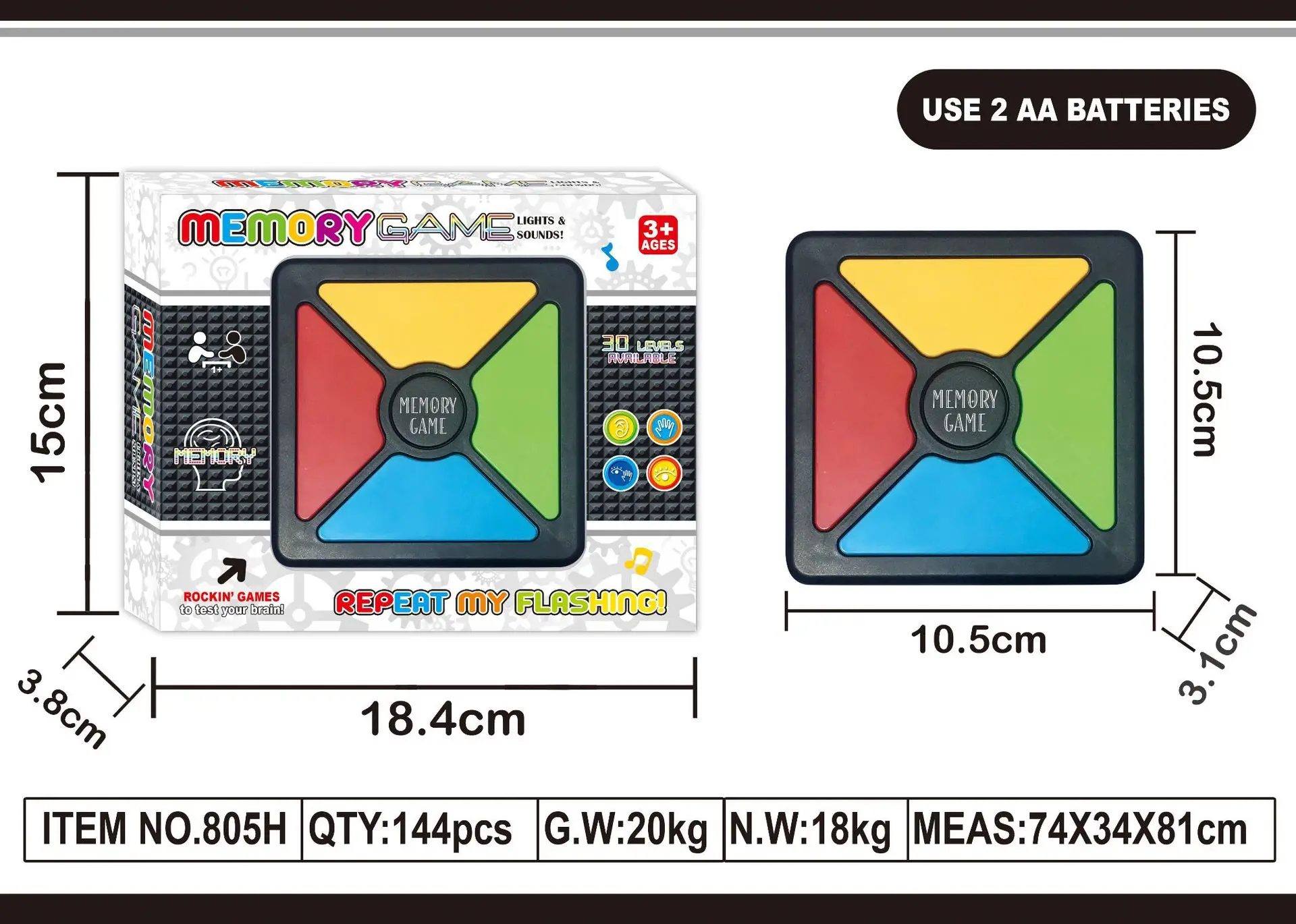 Rts New Memory Rubik's Cube Handheld Game Console Memory Training Toy ...