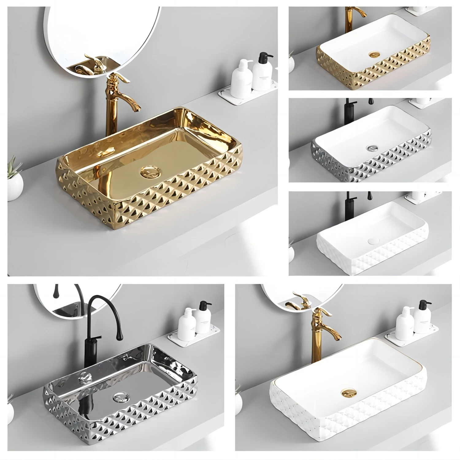 YIDA Vessel Sink Luxury Washroom Wc Golden Silver Colored Table Top ...