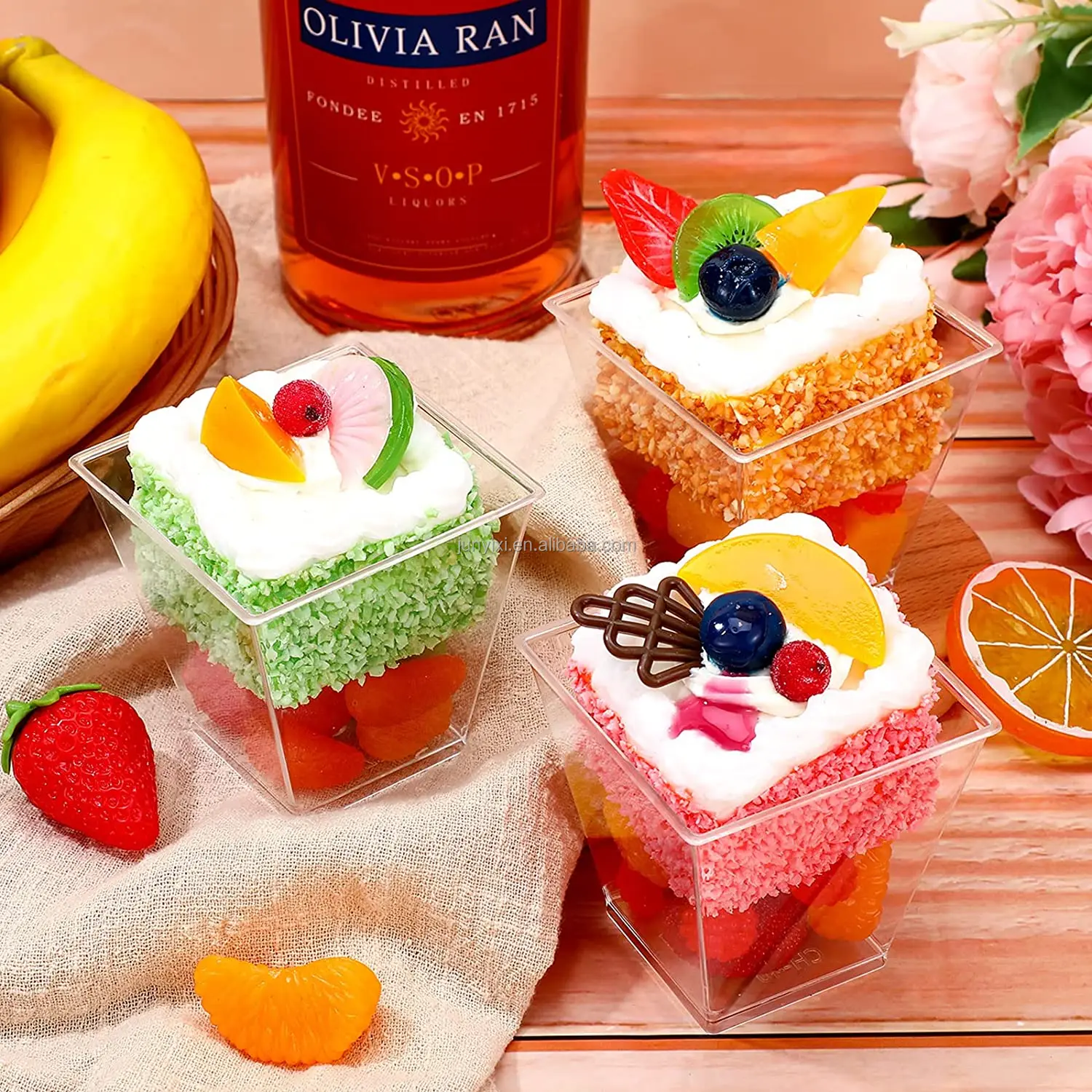 8 Oz Clear Plastic Appetizer Cups Small Square Dessert Bowls Mini ...