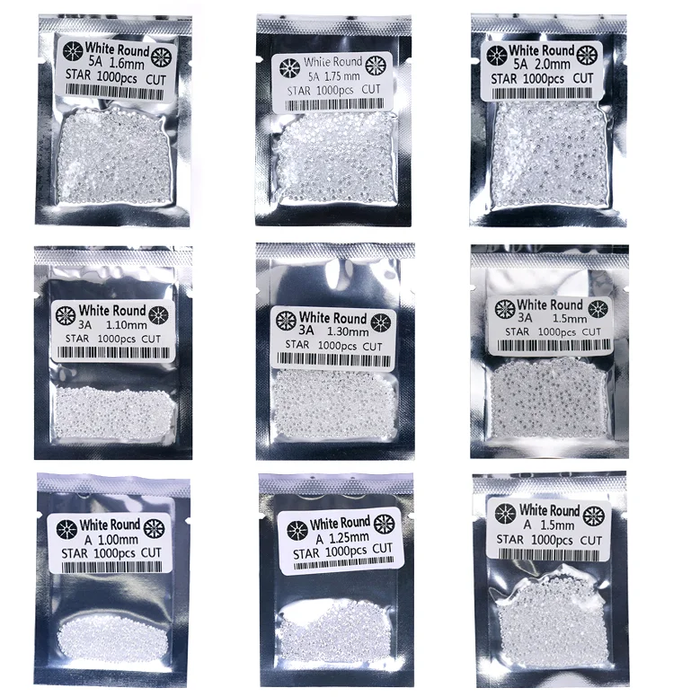 Wholesale Price Synthetic Cubic Zircon 1000pcs/pack 5a Melee White Cz ...