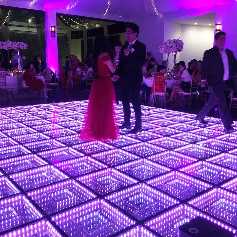 Disco 3D Infinity Mirror Stage Light RGB Glass Portable Led Dance Floor ...