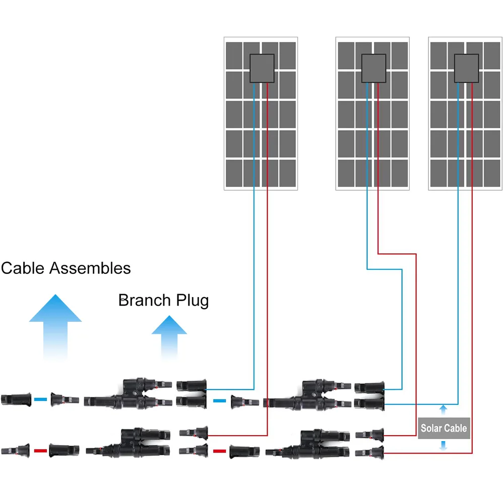 Electrical Pv Photovoltaic Connector One In Three Out Pv Wire T Branch ...