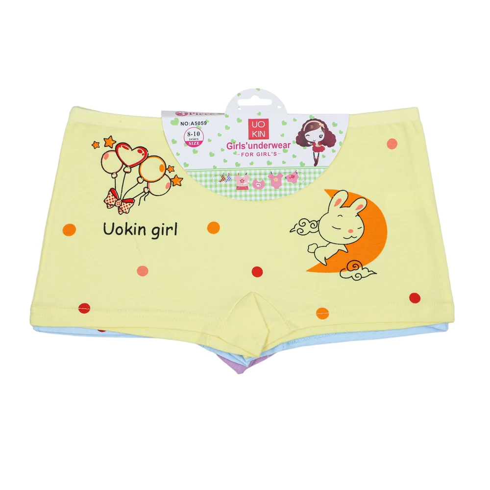UOKIN Cute Cartoon Boxers for Girls 4-10 Years Cotton Underwear Shorts A5059