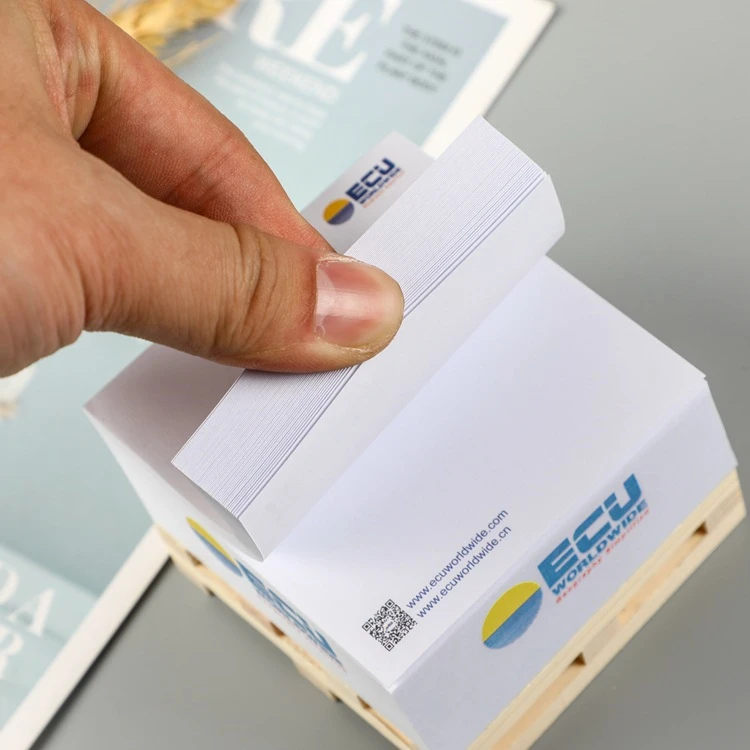 Promotional Wooden Pallet Sticky Adhesive Notes Cube Pads Blocks Paper ...
