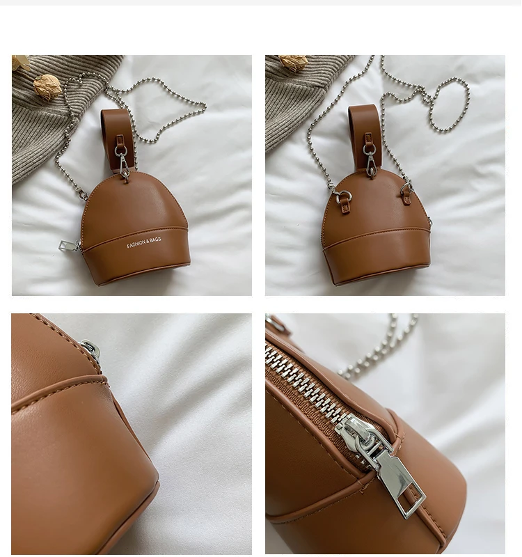 Pu Leather Small Purse Crossbody Shoulder Bags Chains Shell Shape Mini ...