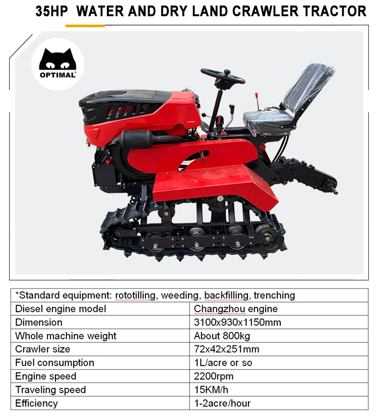 Farm Orchard Paddy Field Crawler Tractor Mini Tractor For Farming With ...