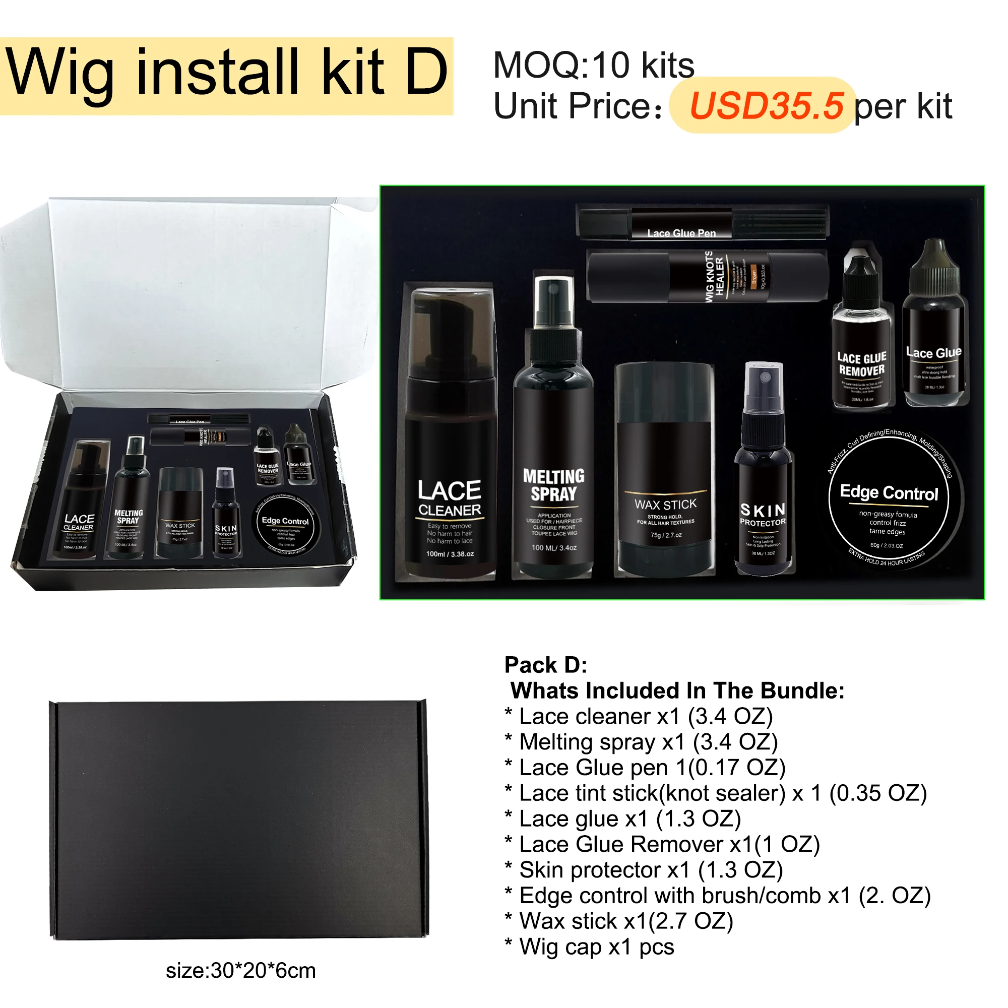 Lace Wig Install Kit - Complete Private Labels Custom Packaging