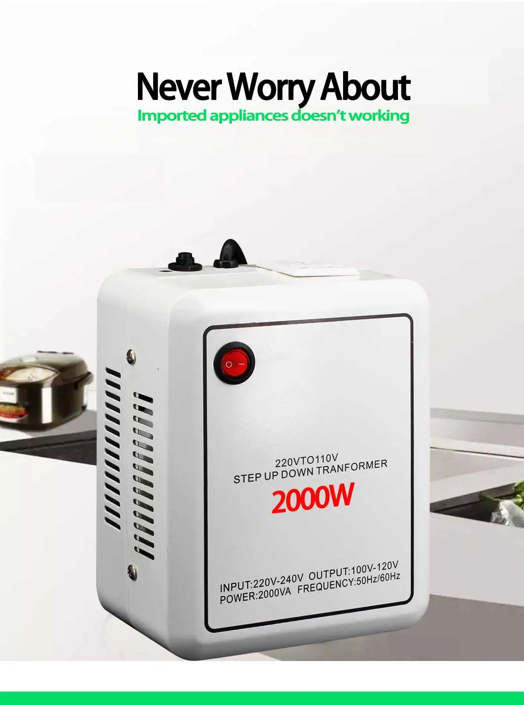 1000w Voltage Converter 110v to 220v - AC Step up Transformer for ...