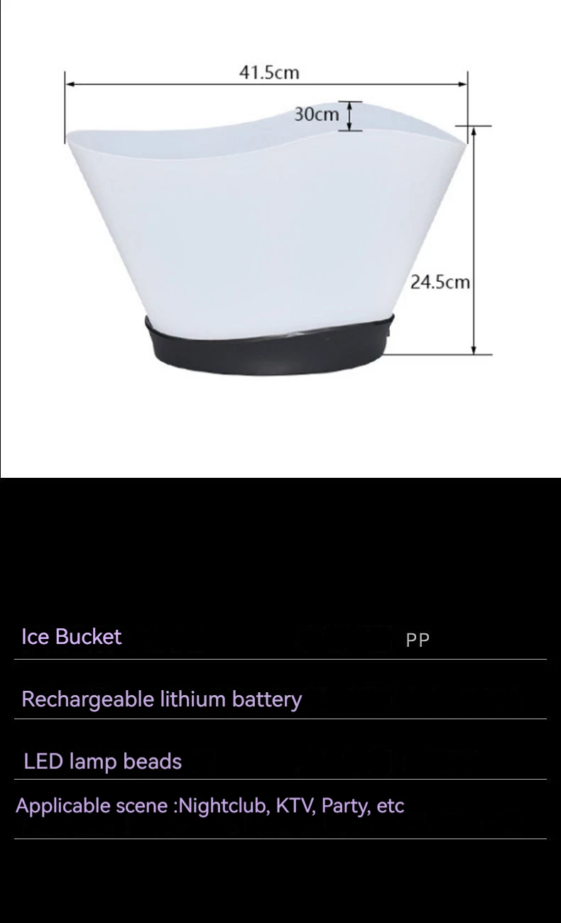 LED Ice Bucket for Champagne Wine Square Ice Bucket Drinks Beer Bucket ...