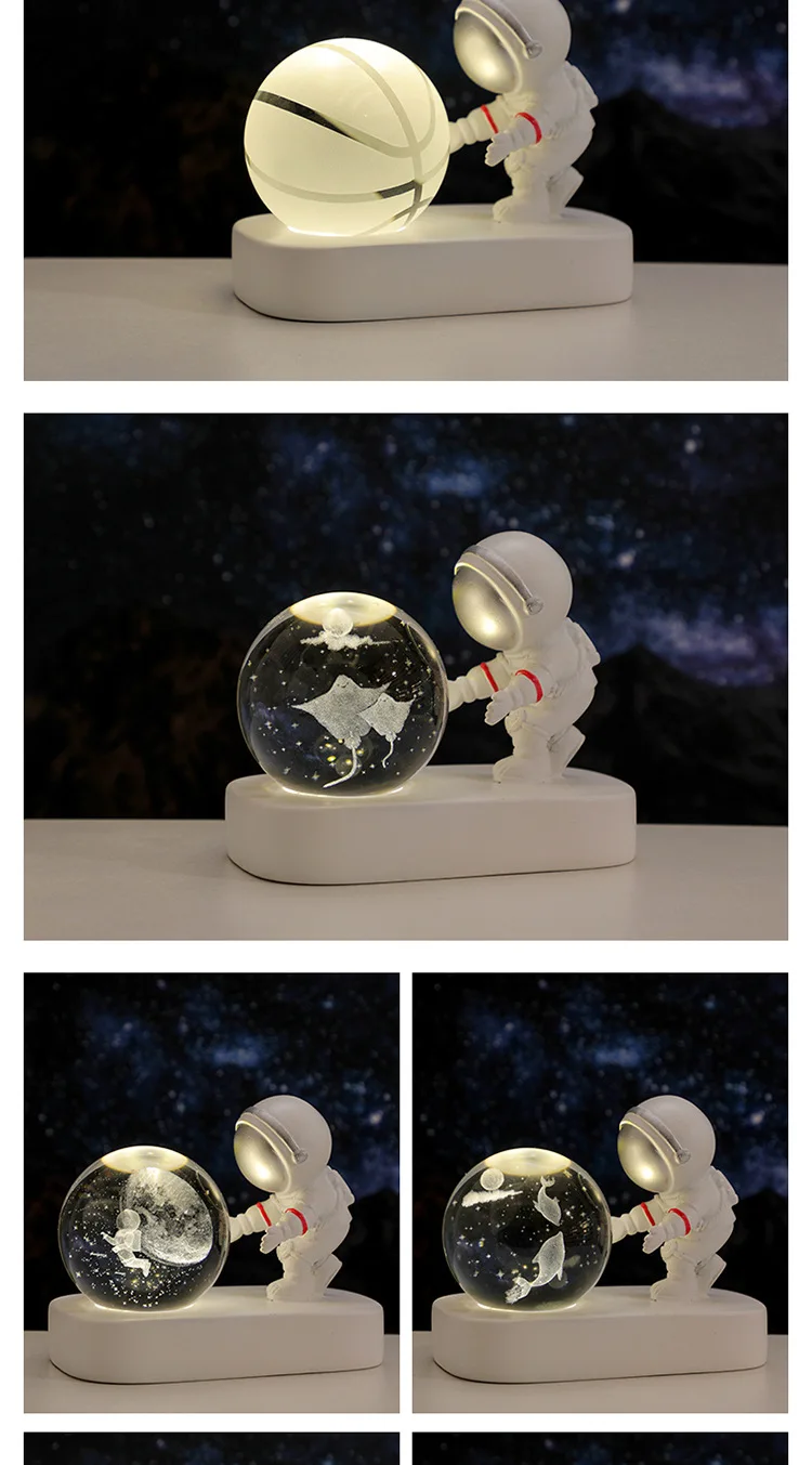 3d Creative Romantic Luminous Engraving Galaxy Astronaut Lamp Led ...