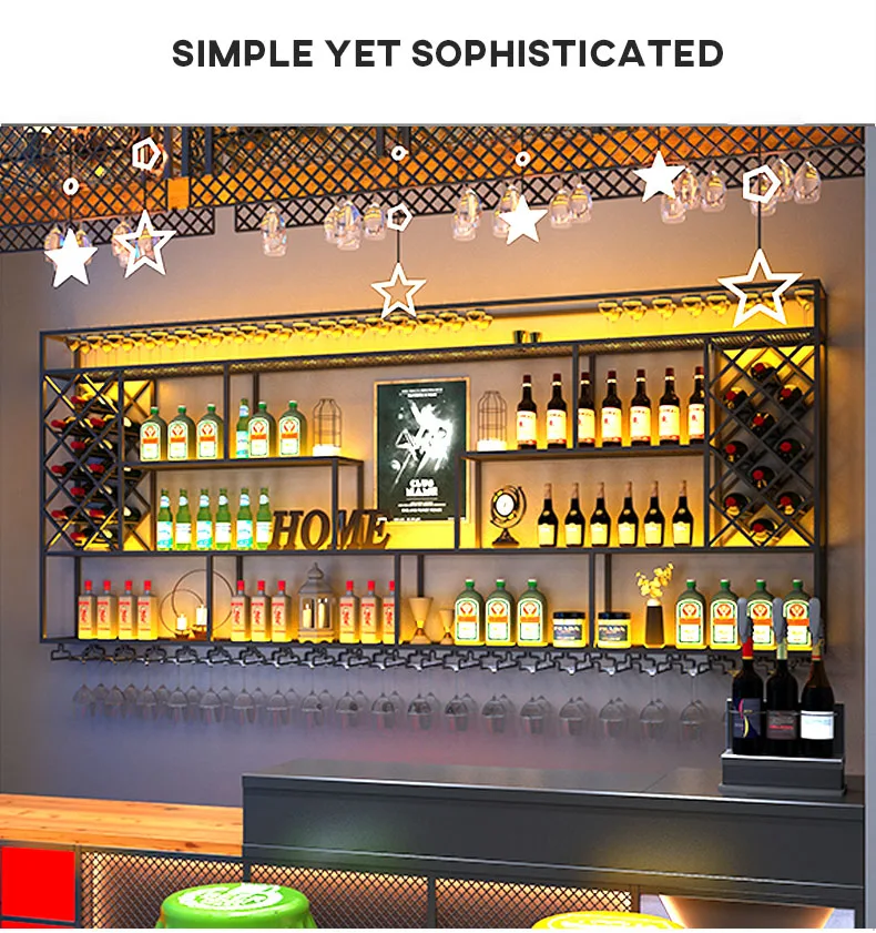 Customized Industrial Bar Iron Shelves for Wine Display