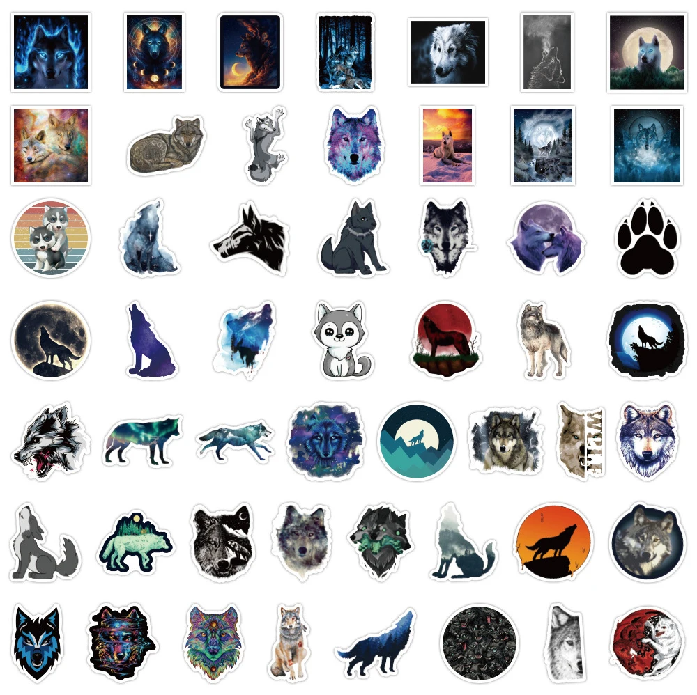 50pcs Cool Animal Logo Wolf Totem Stickers For Boy Guitar Skateboard ...