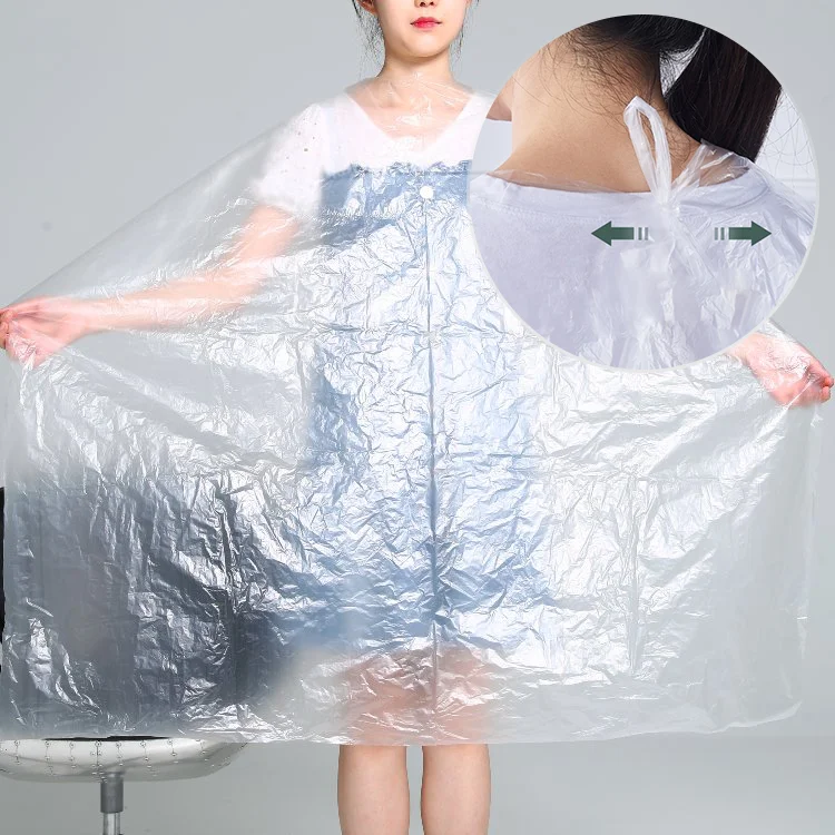 Disposable Pe Transparent Barber Cape Plastic Barber Cape For Hair ...