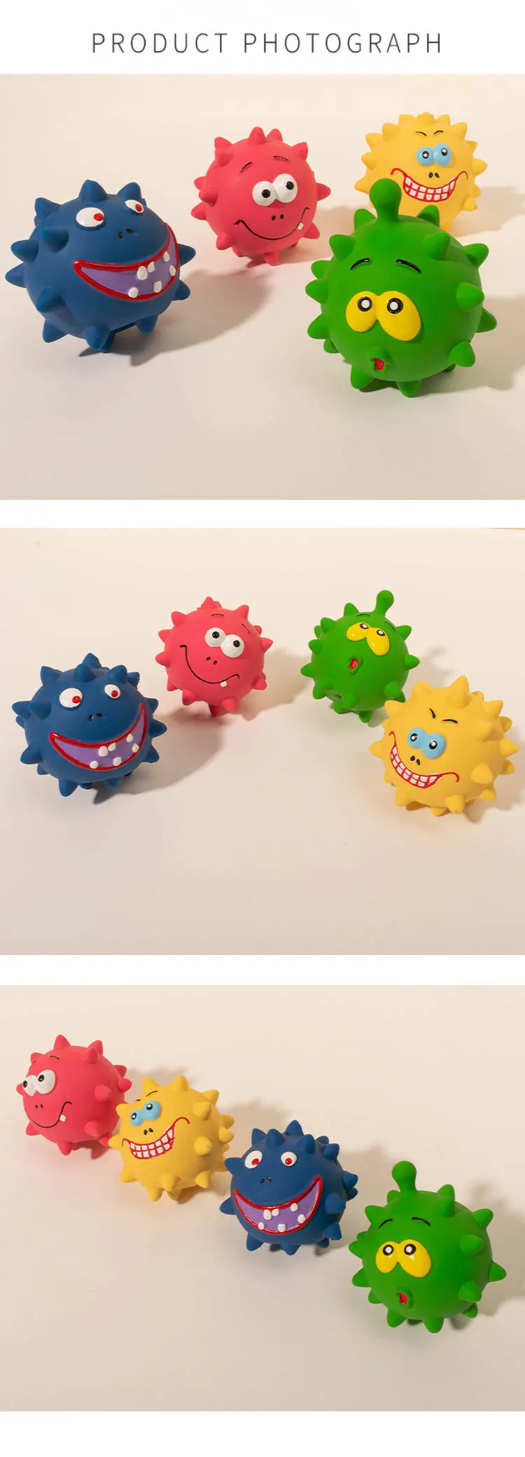 Colorful Cartoon Bomb Squeaky Interactive Dog Toy Cute Emoticon Dog ...