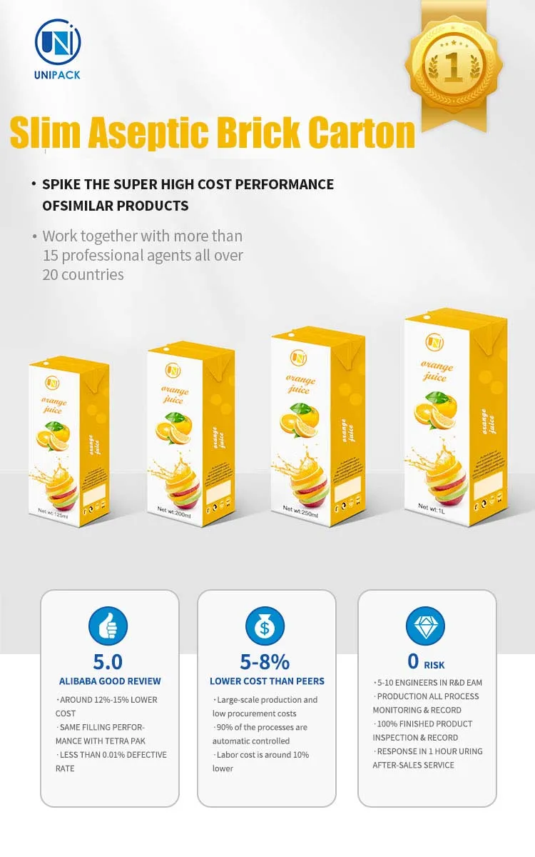 Aseptic Brick Carton for Milk and Juice Drink Packaging